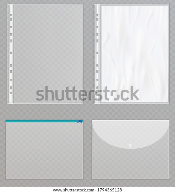 Vector Transparent Plastic Files Cellophane Folders Stock Vector ...
