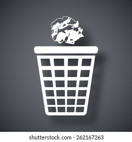 Vector Trash Basket Icon Crumpled Paper Stock Vector (Royalty Free ...