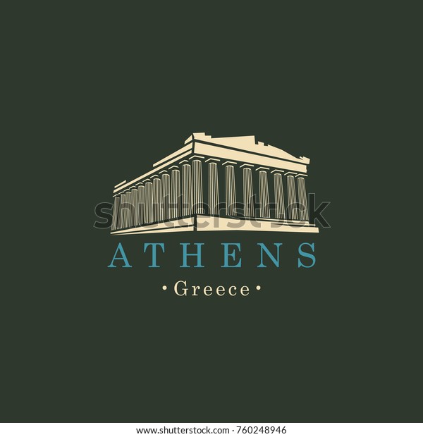 Vector Travel Banner Logo Parthenon Athens Stock Vector (Royalty Free ...