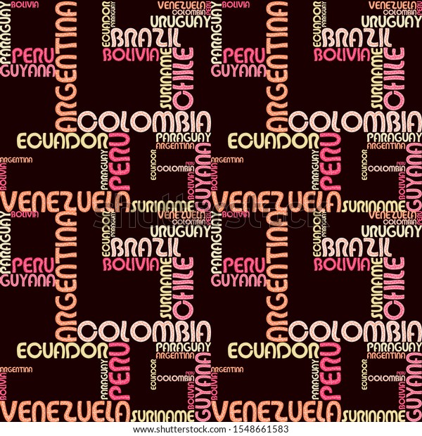 Vector Travel Lettering Pattern South America Stock Vector (Royalty ...