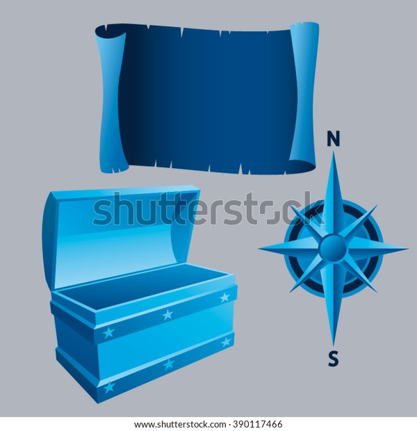 Vector Treasure Hunt Icons Isolated On Stock Vector (Royalty Free ...
