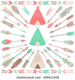 Vector Tribal Arrows Mint Green Coral Stock Vector (Royalty Free ...