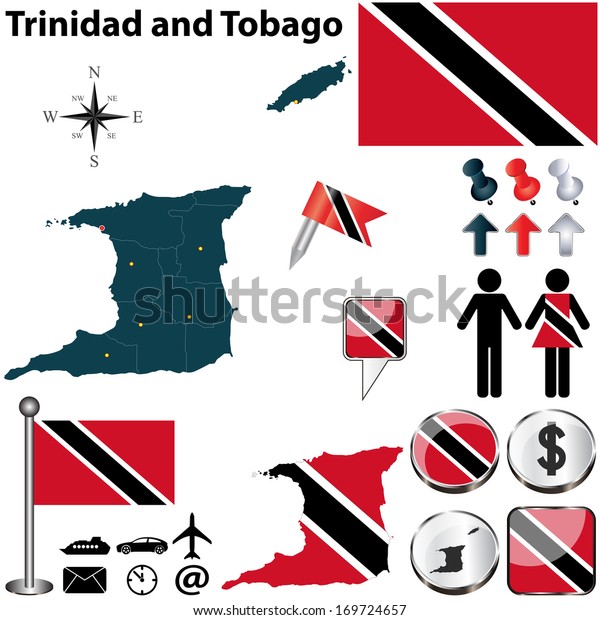 Vector of Trinidad and Tobago set with detailed country shape with ...