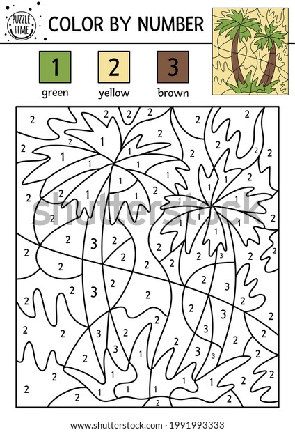 Vector Tropical Color By Number Activity: เวกเตอร์สต็อก (ปลอดค่า ...