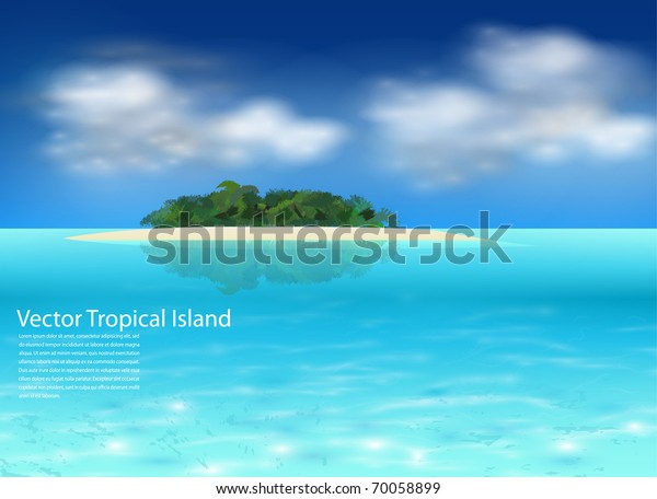Vector Tropical Island Background Realistic Illustration Stock Vector ...