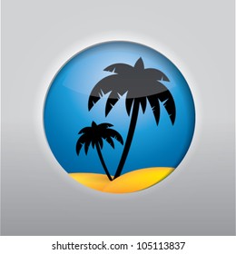 Vector Tropical Scene Trough Round Glass Stock Vector (Royalty Free ...