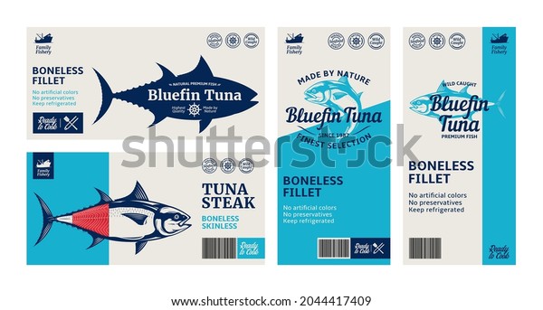 Vector Tuna Labels Packaging Design Concepts Stock Vector (Royalty Free ...