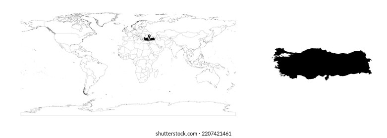 Vector Turkey Map Showing Country Location Stock Vector (Royalty Free ...
