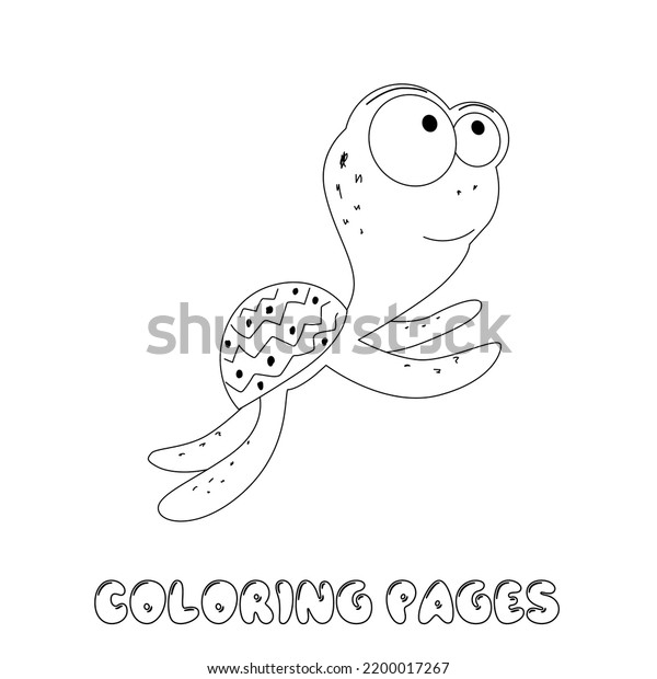Vector Turtle Coloring Page Kids On Stock Vector (Royalty Free ...