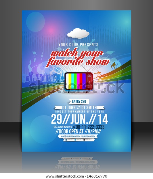 Vector Tv Show Party Brochure Flyer Stock Vector (Royalty Free) 146816990