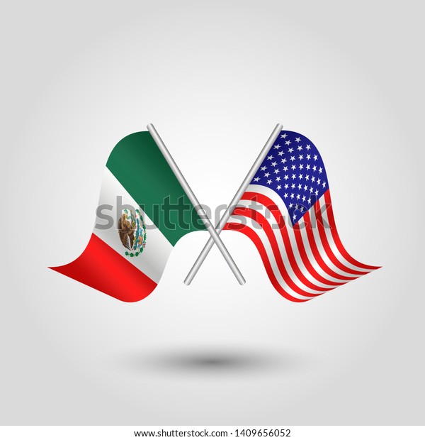 Vector Two Crossed American Mexican Flags Stock Vector (Royalty Free ...