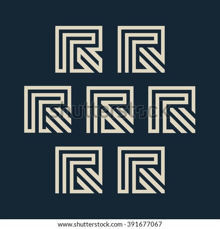 Vector Unusual Letter R Set Stylized Stock Vector (Royalty Free ...