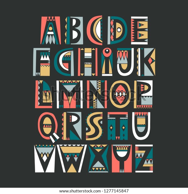 Vector Uppercase Color Alphabet Cutout Folk Stock Vector (Royalty Free ...