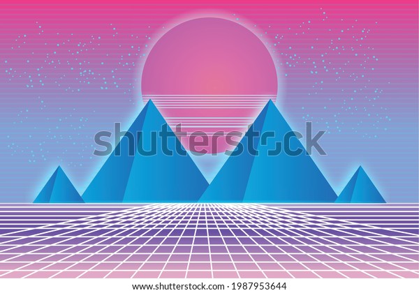 Vector Vaporwave Retrowave Synthwave Retro Scifi Stock Vector (Royalty ...