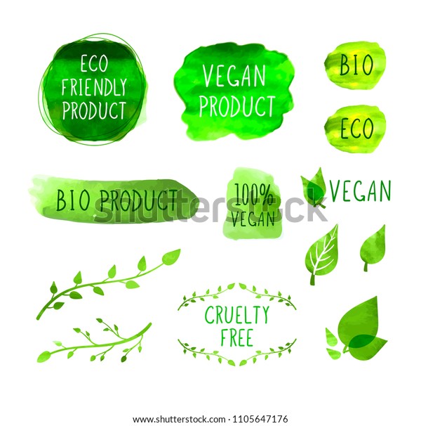 Vector Vegan Menupackaging Labels Icons Collection Stock Vector ...