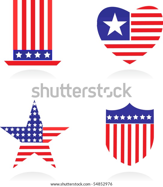 Vector Version American Patriotic Symbols Set Stock Vector (Royalty ...