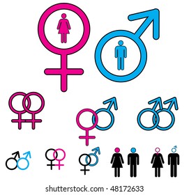 Vector Version Male Female Symbols Combinations Stock Vector (Royalty ...