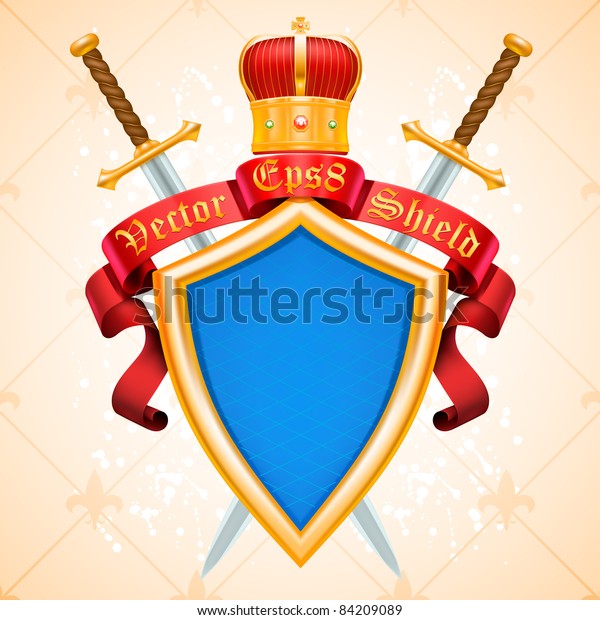 Vector Vintage Background Heraldic Golden Shield Stock Vector (Royalty ...