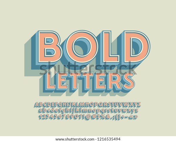 Vector Vintage Bold Alphabet Letters, Numbers and Symbols. Retro ...