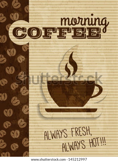 Vector Vintage Coffee House Poster 스톡 벡터(로열티 프리) 145212997 | Shutterstock