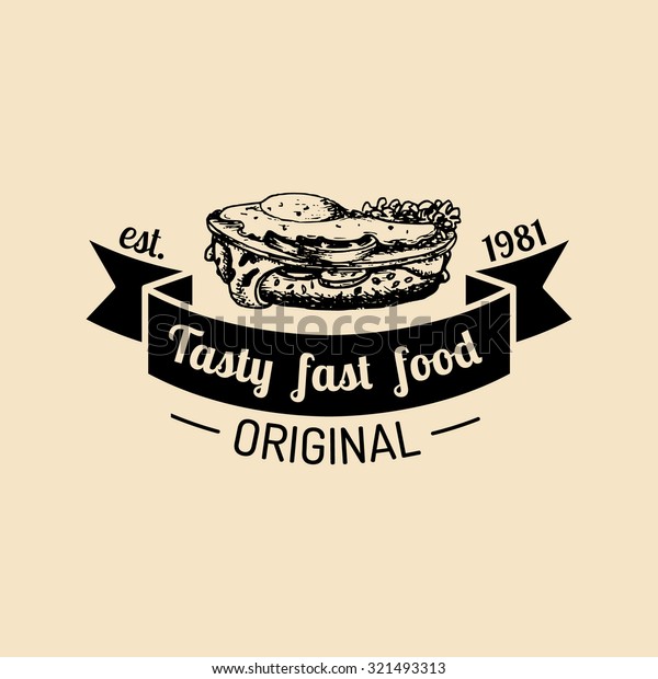 Vector Vintage Fast Food Logo Retro Stock Vector (Royalty Free ...