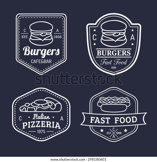 Vector Vintage Fast Food Logos Set Stock Vector (Royalty Free) 298180601