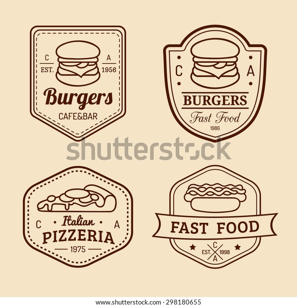 Vector Vintage Fast Food Logos Set Stock Vector (Royalty Free ...
