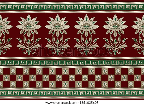 Vector Vintage Floral Border Design Stock Vector (Royalty Free) 1851035605