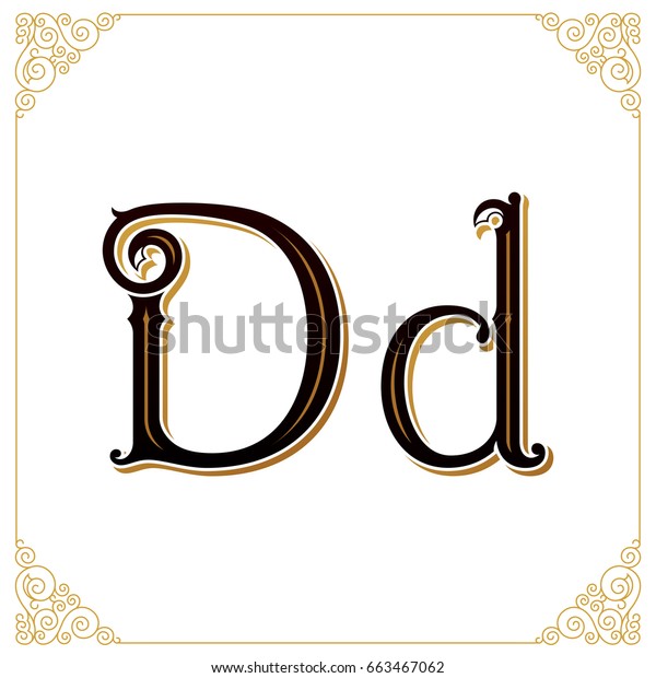 Vector Vintage Font. Letter D and monogram in the calligraphic style ...