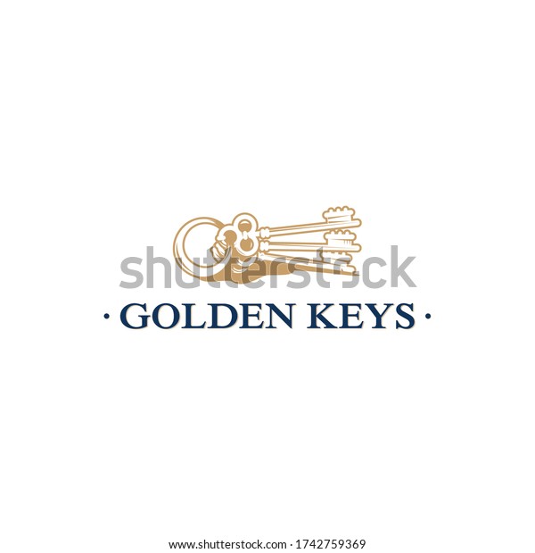 Vector Vintage Golden Keys Logo Design Stock Vector (Royalty Free ...