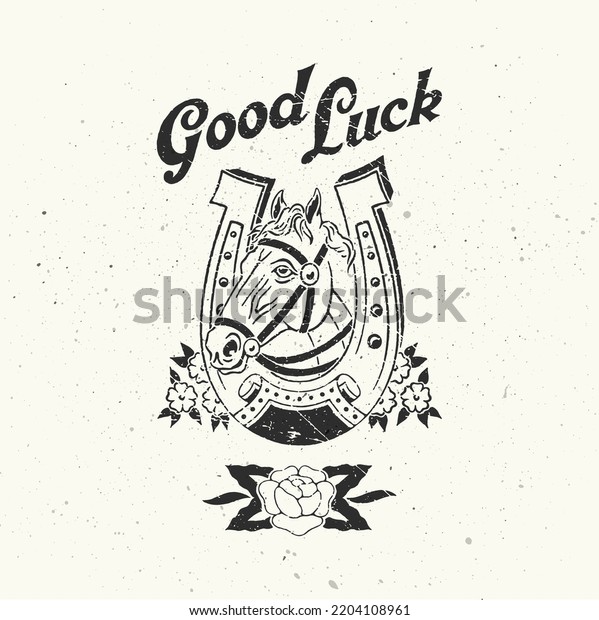 Vector Vintage Illustration Good Luck Stock Vector (Royalty Free ...