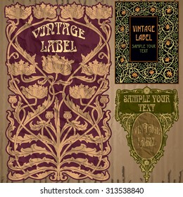 Vector Vintage Items Label Art Nouveau Stock Vector (Royalty Free ...
