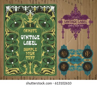 Vector Vintage Items Label Art Nouveau Stock Vector (Royalty Free ...