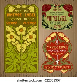 Vector Vintage Items Label Art Nouveau Stock Vector (Royalty Free ...