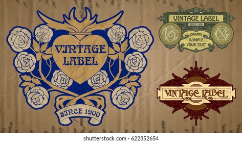 Vector Vintage Items Label Art Nouveau: vector de stock (libre de ...