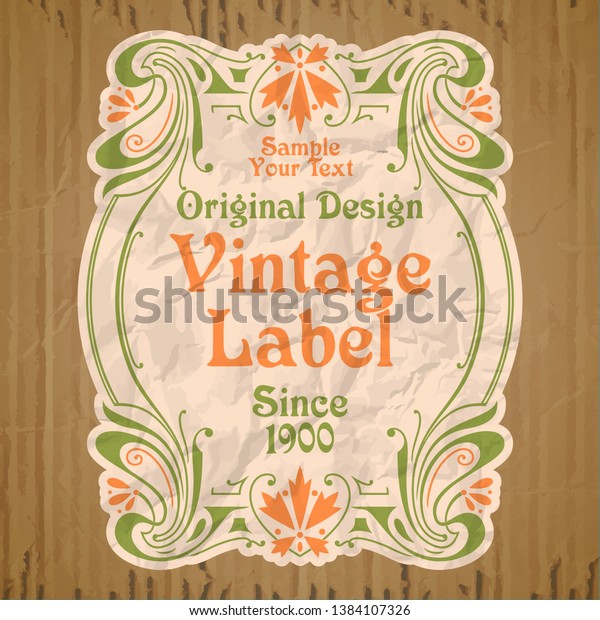 Vector Vintage Items Label Art Nouveau Stock Vector (Royalty Free ...