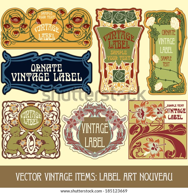 Vector Vintage Items Label Art Nouveau Stock Vector (Royalty Free ...