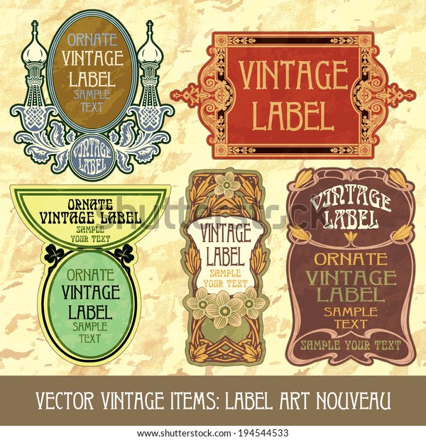 Vector Vintage Items Label Art Nouveau Stock Vector (Royalty Free ...
