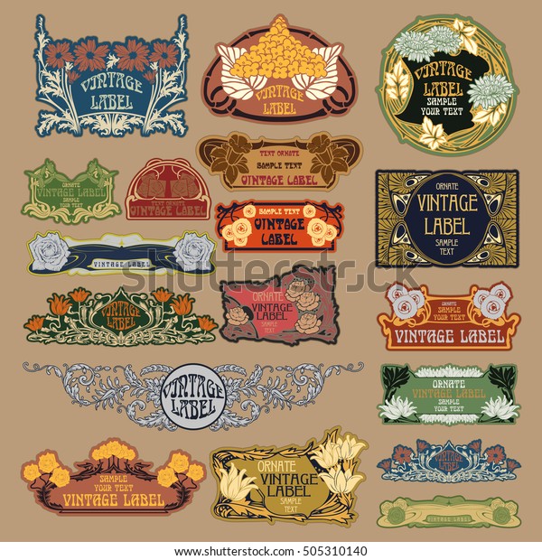 Vector Vintage Items Label Art Nouveau Stock Vector (Royalty Free ...