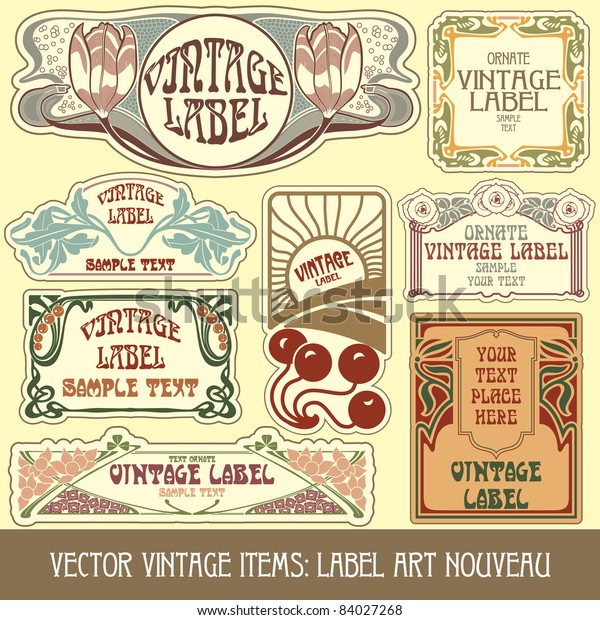 Vector Vintage Items Label Art Nouveau Stock Vector (Royalty Free) 84027268