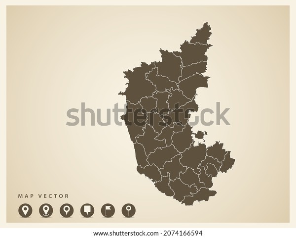 Vector Vintage Karnataka Map On Old Stock Vector (Royalty Free ...