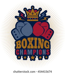 Vector Vintage Logo Boxing Golden Crown Stock Vector (Royalty Free ...