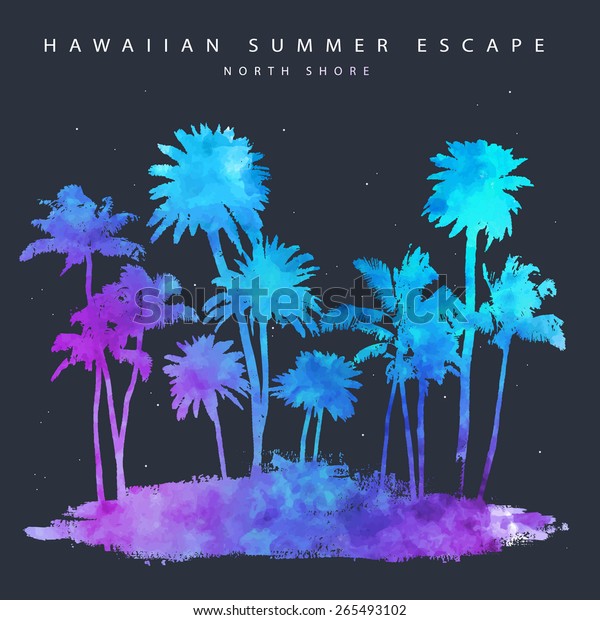 Vector Vintage Palm Trees Illustration Retro Stock Vector (Royalty Free ...