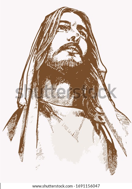 Vector Vintage Portrait Jesus Christ Graphical Stock Vector (Royalty ...
