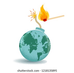 Vector Vintage Poster Bomb World Map Stock Vector (Royalty Free ...