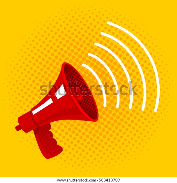 Vector Vintage Poster Megaphone On Halftone Stock Vector (Royalty Free ...
