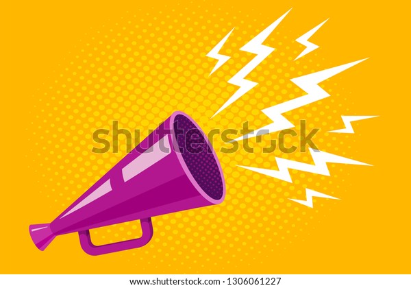 Vector Vintage Poster Violet Megaphone On Stock Vector (Royalty Free ...