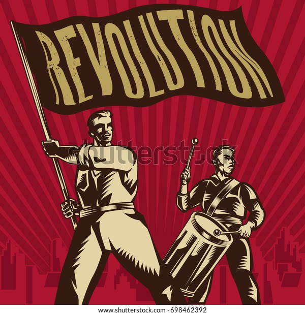 Vector Vintage Revolution Poster Isolated Artwork Stock Vector (Royalty ...