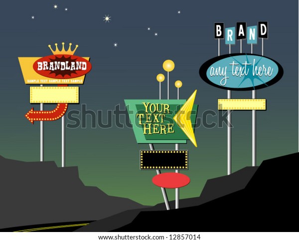 Vector Vintage Roadside Signs Stock Vector (Royalty Free) 12857014