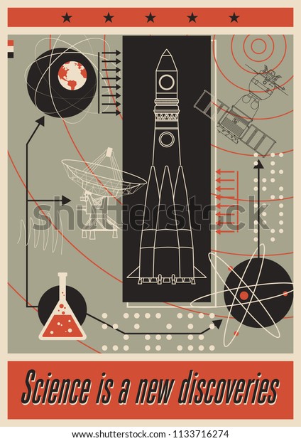 Vector Vintage Science Propaganda Poster Stock Vector (Royalty Free ...